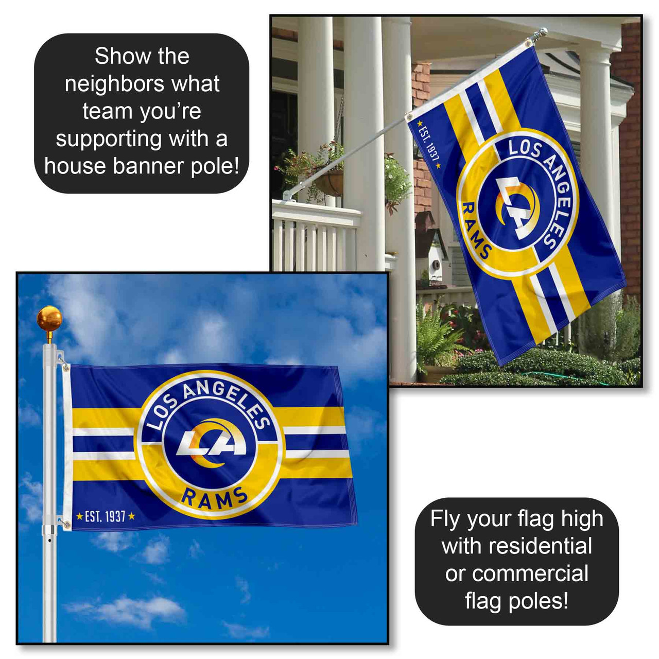 Los Angeles Rams Patch Button Circle Logo Banner Flag - State Street ...