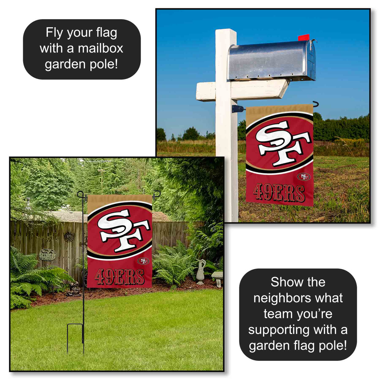 San Francisco 49ers Large Logo Double Sided Garden Banner Flag - State ...