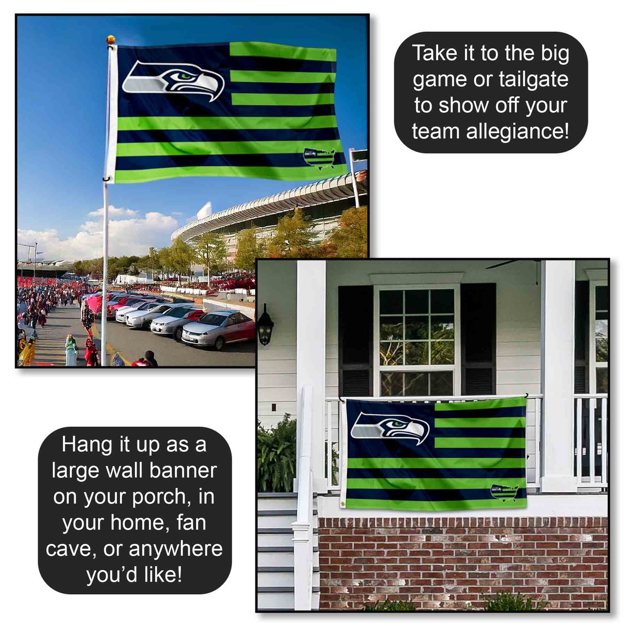 Seattle Seahawks American Stripes Nation Flag - State Street Products