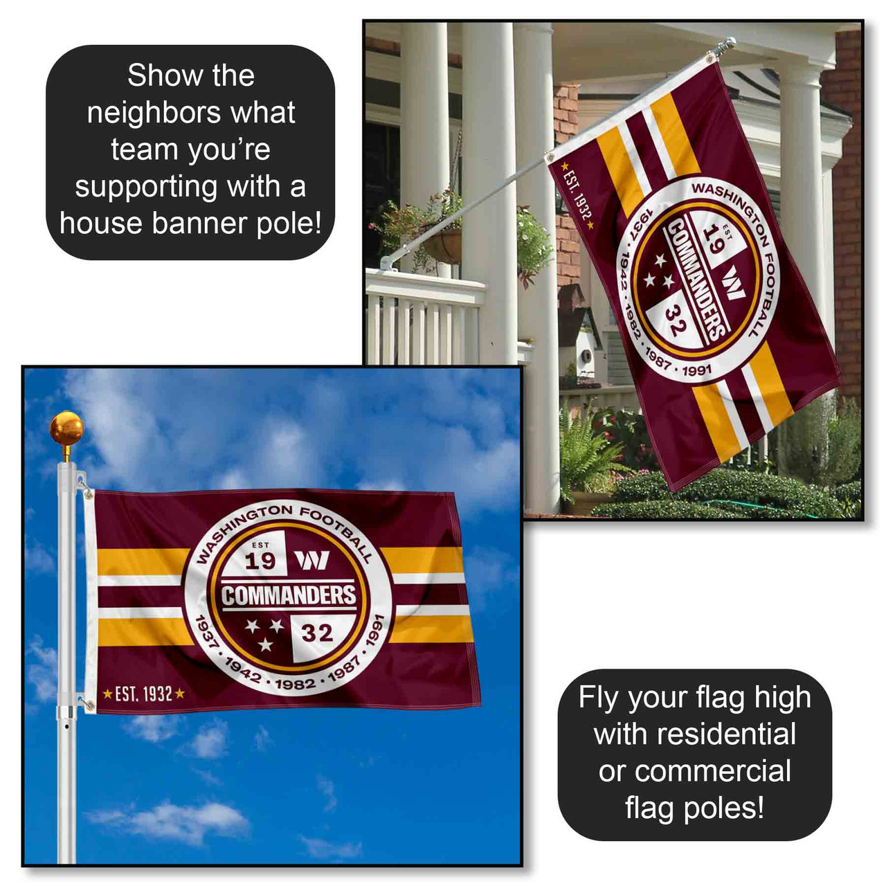 Washington Commanders Patch Button Circle Logo Banner Flag - State ...