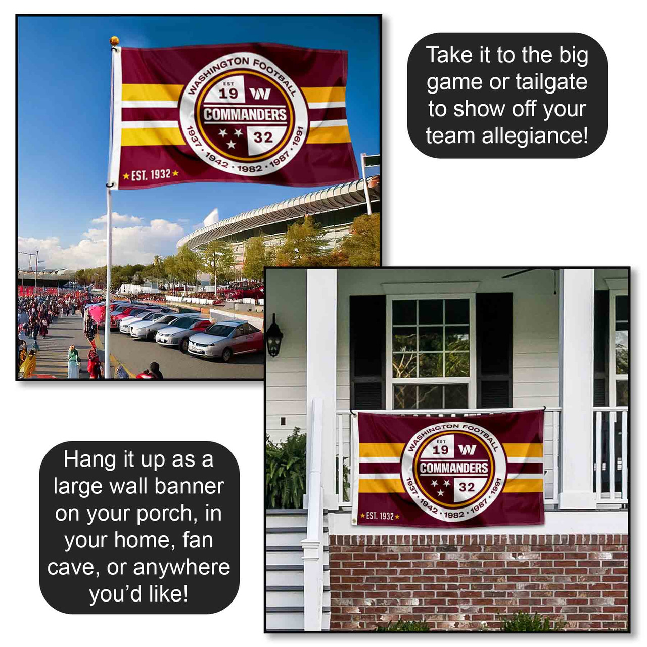Washington Commanders Patch Button Circle Logo Banner Flag - State ...