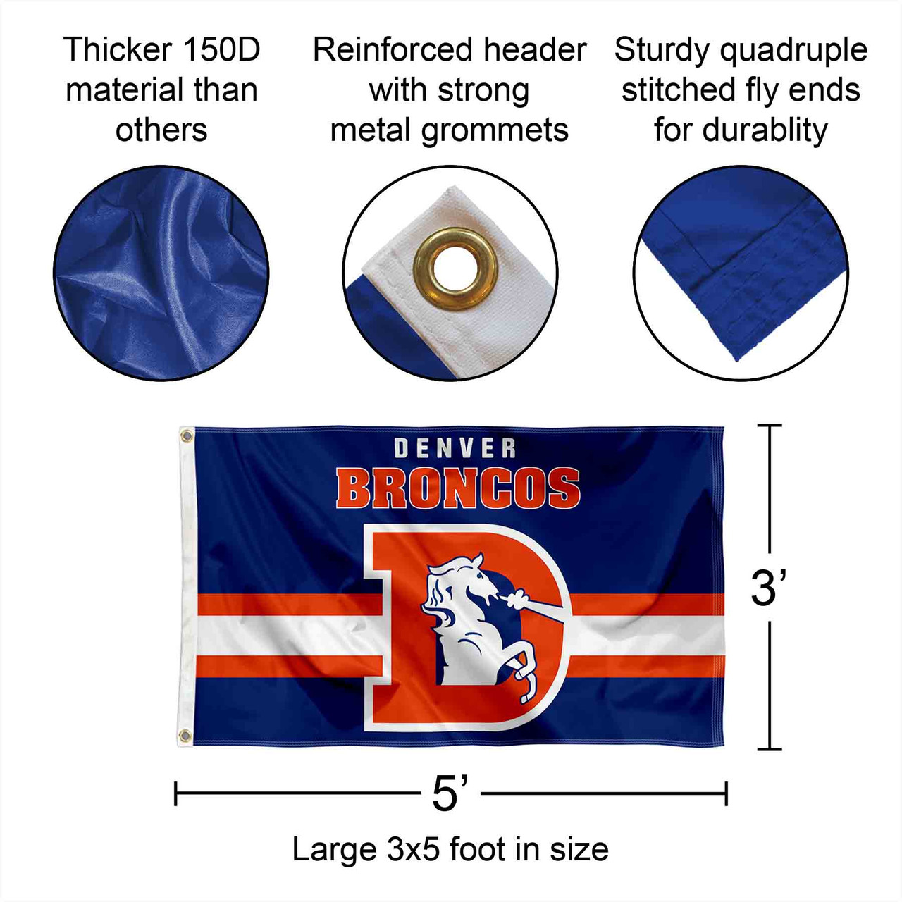 Denver Broncos Throwback Retro Vintage Logo Flag - State Street Products