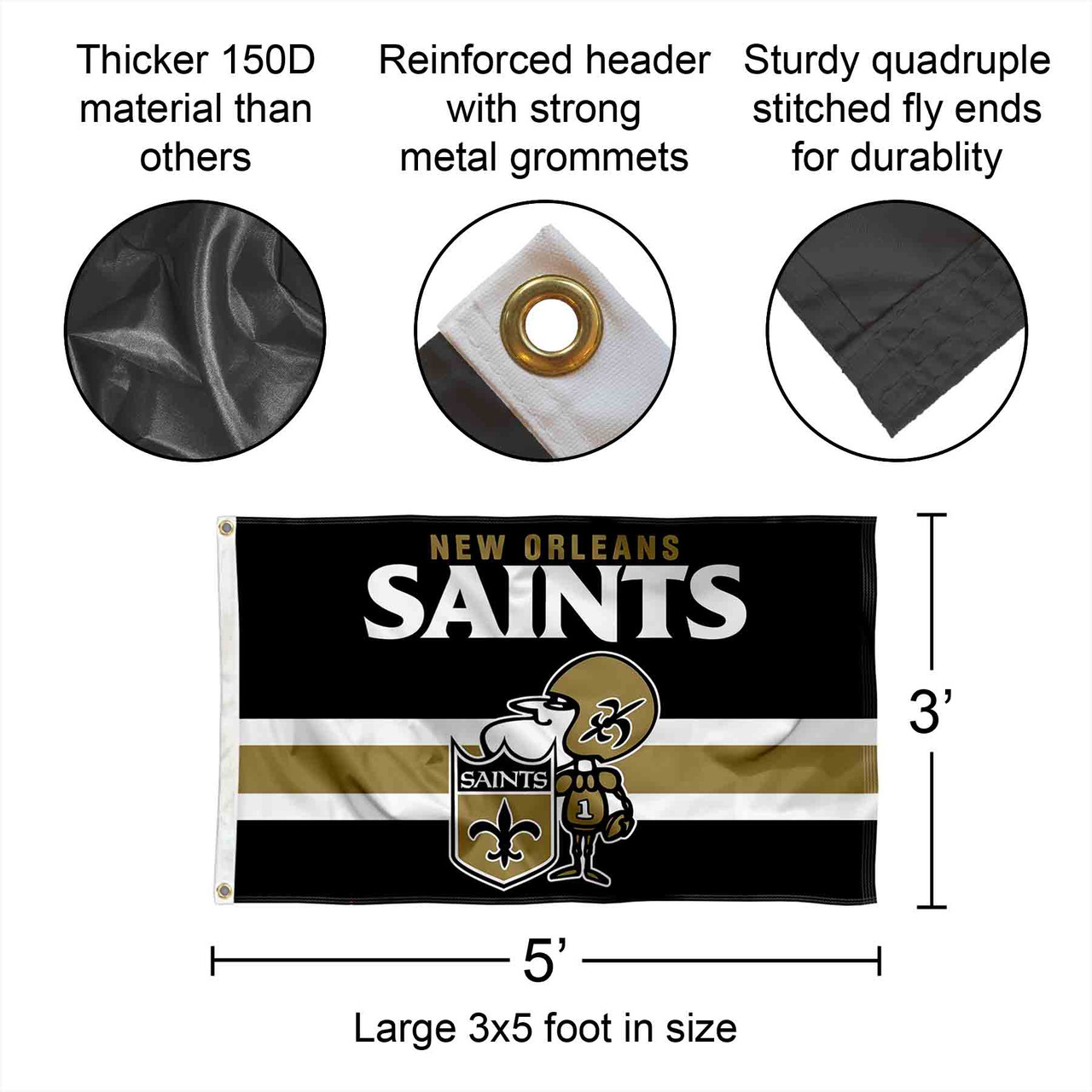 New Orleans Saints Throwback Retro Vintage Logo Flag - State Street ...