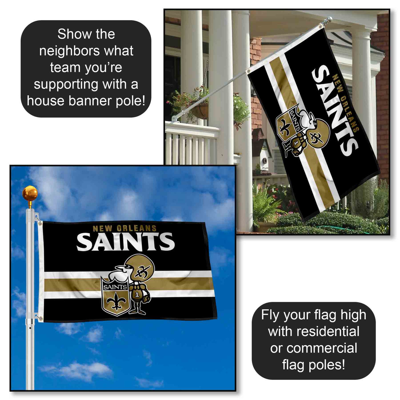 New Orleans Saints Throwback Retro Vintage Logo Flag - State Street ...