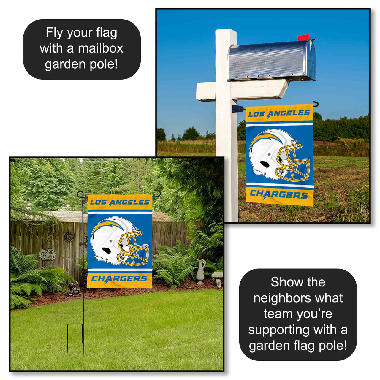 Los Angeles Chargers Helmet Double Sided Garden Banner Flag - State ...