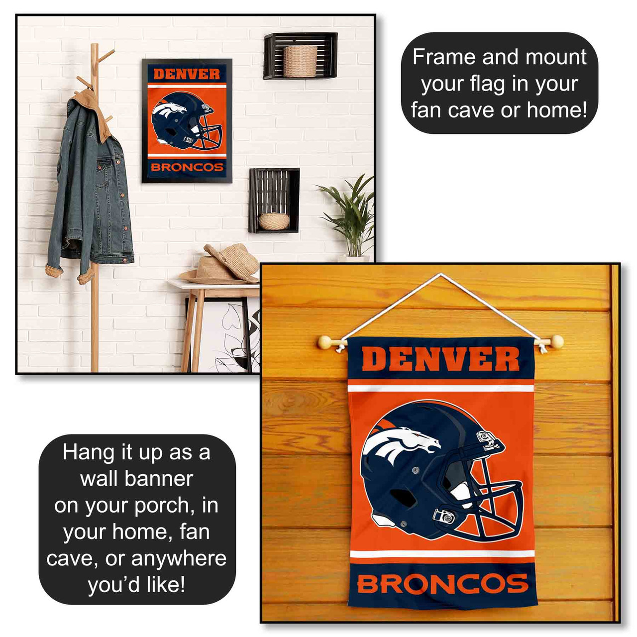 Denver Broncos Helmet Double Sided Garden Banner Flag - State Street ...