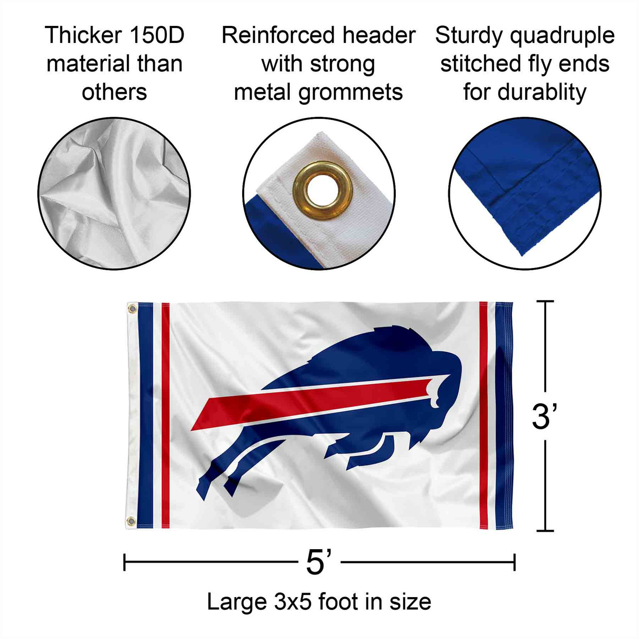 Buffalo Bills White Banner Flag with Tack Wall Pads - State Street Products