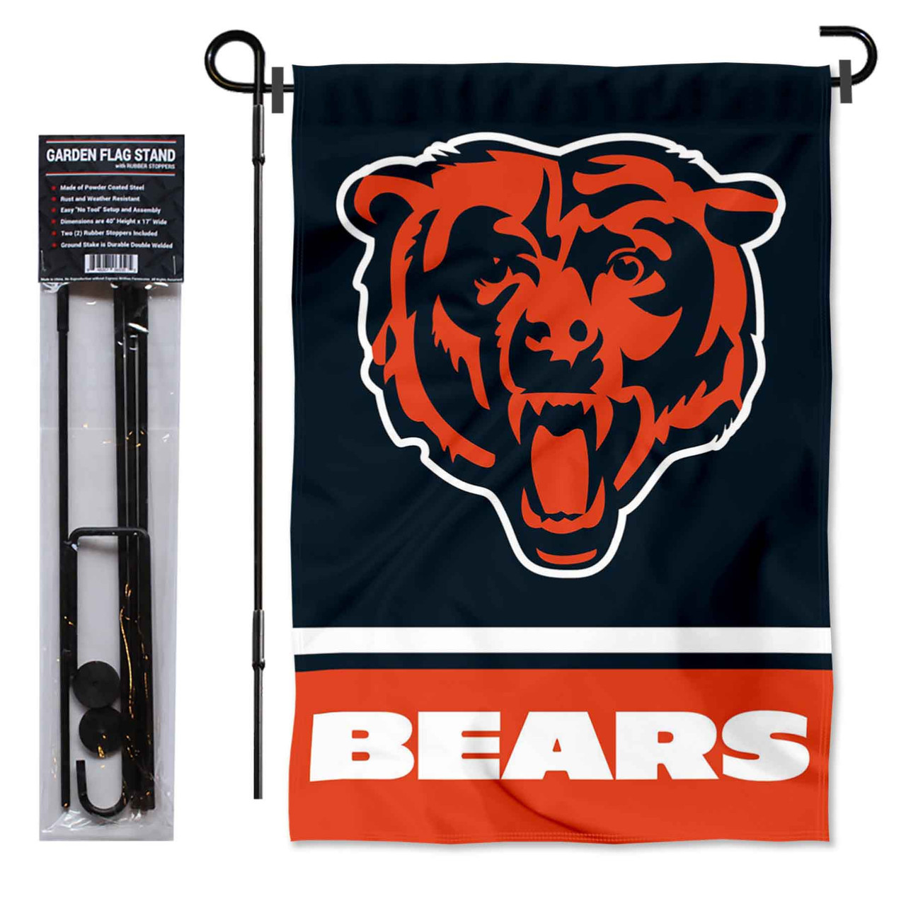 Chicago Bears Garden Flag and Stand - State Street Products