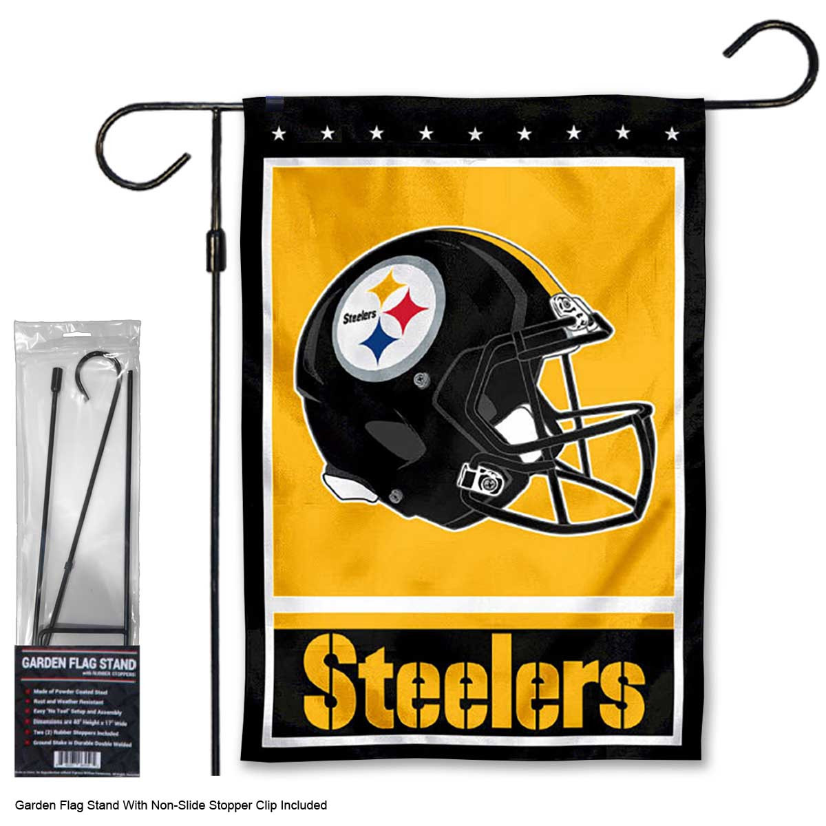 Pittsburgh Steelers Helmet Garden Flag and Stand Pole Mount - State ...