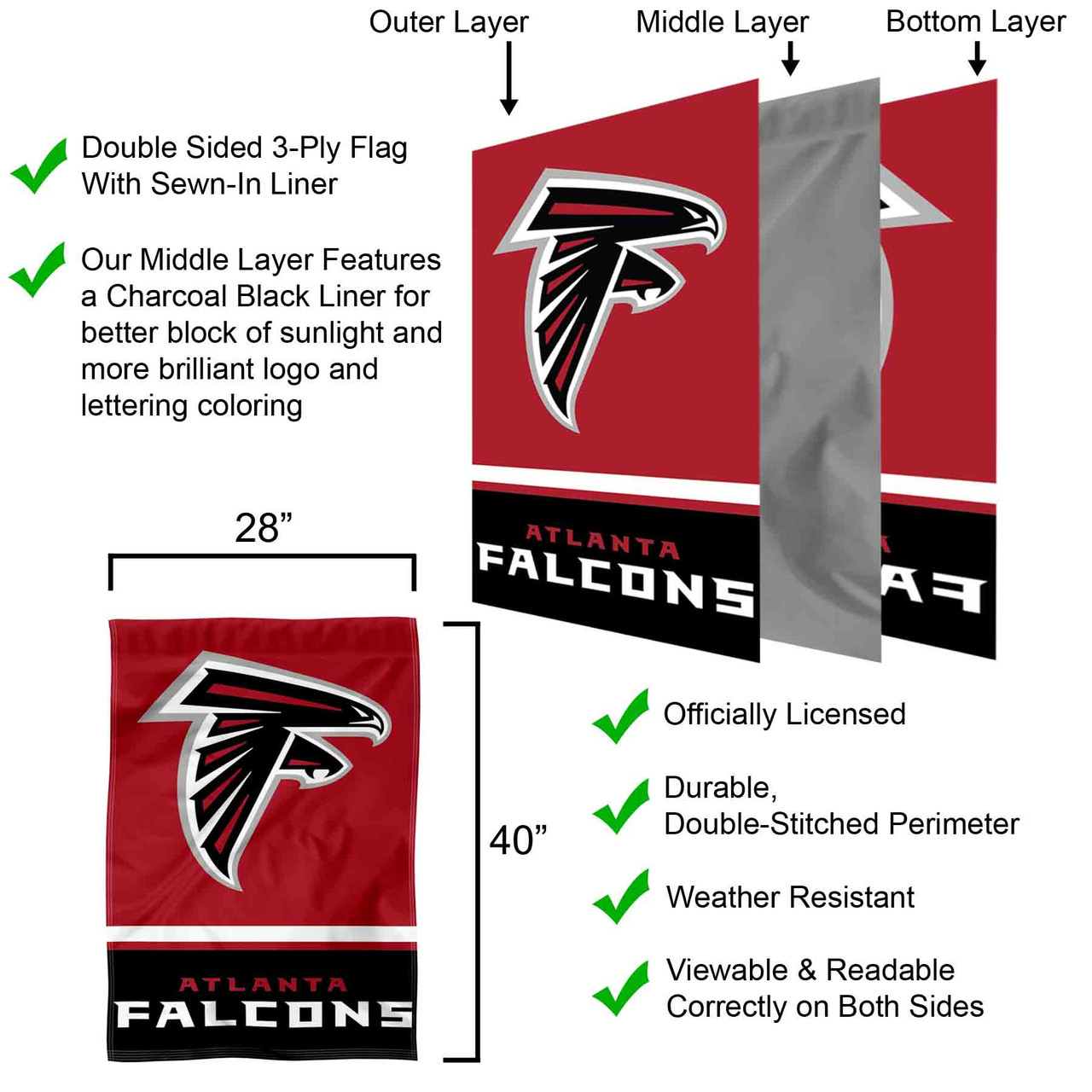 NFL Atlanta Falcons Two Sided House Banner - State Street Products