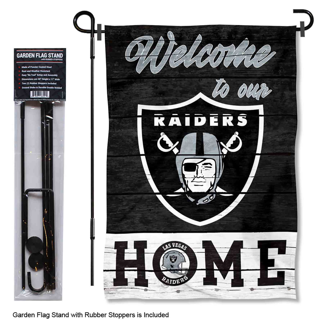 Las Vegas Raiders Welcome Home Garden Banner and Flag Stand - State ...