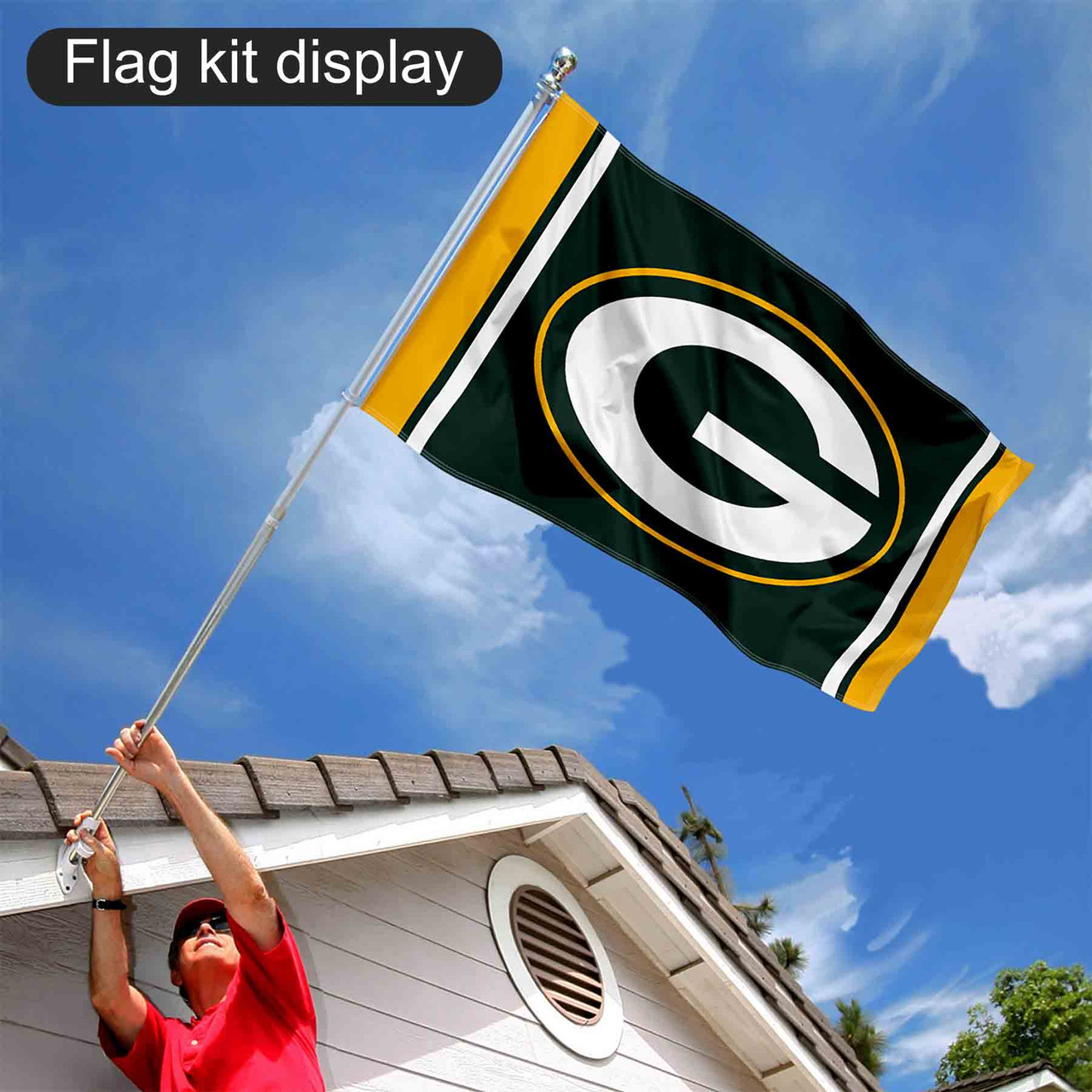Green Bay Packers Flag Pole and Bracket Kit - State Street Products