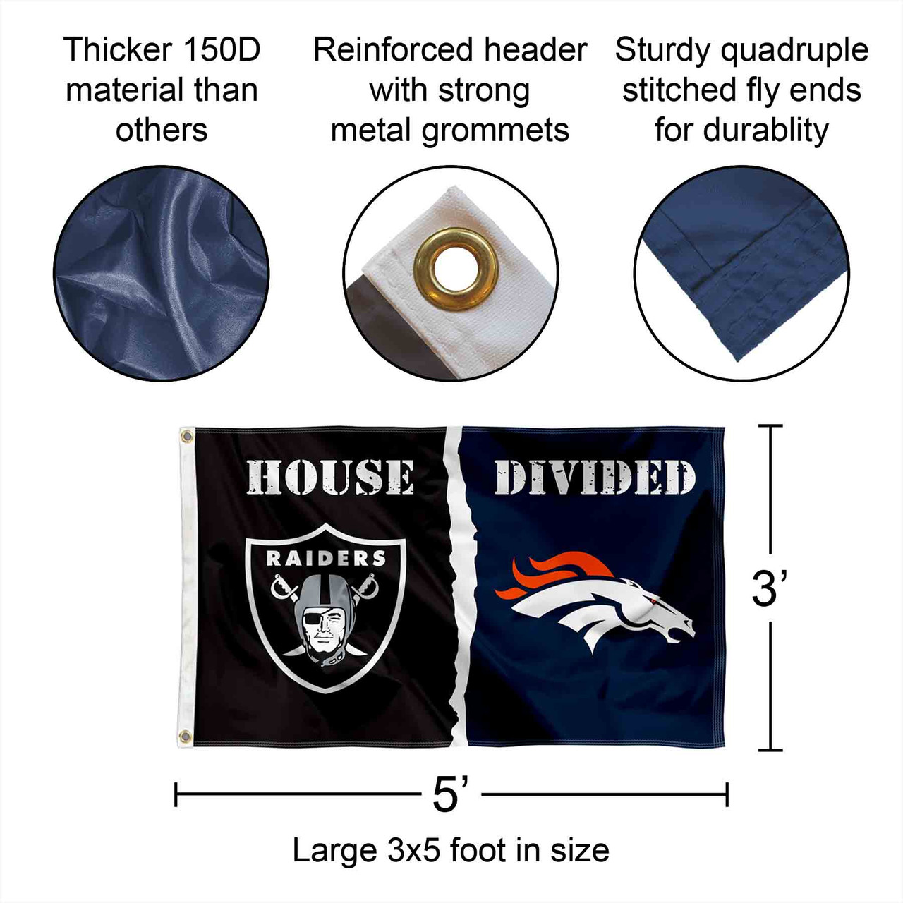 House Divided Flag - Raiders vs Broncos - State Street Products