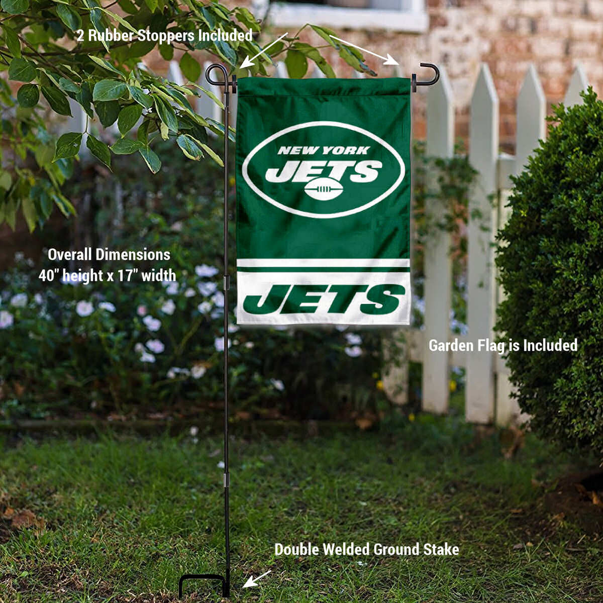 New York Jets Garden Banner and Flag Stand - State Street Products