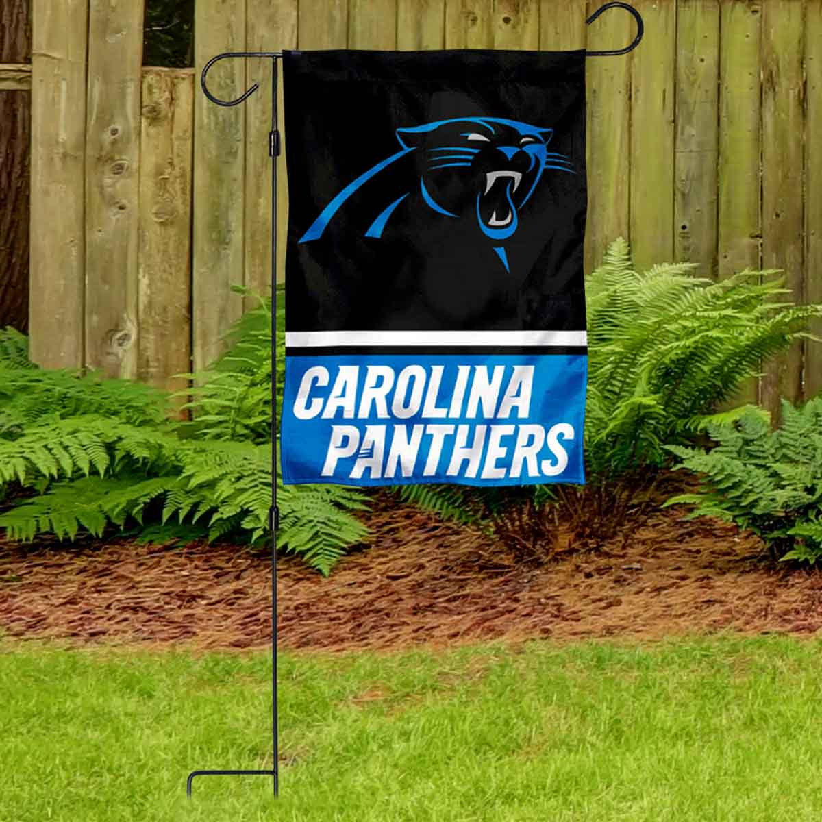 Carolina Panthers Garden Flag and Stand Pole Mount - State Street Products