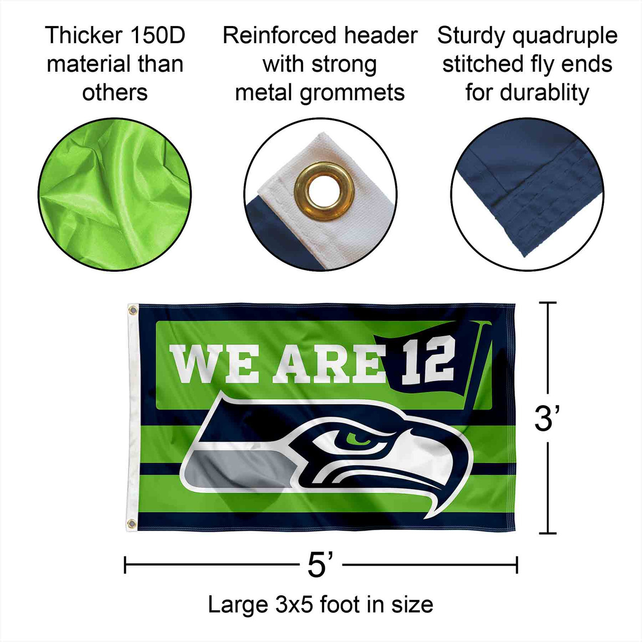 Seattle Seahawks We are 12 Banner Flag with Tack Wall Pads - State ...
