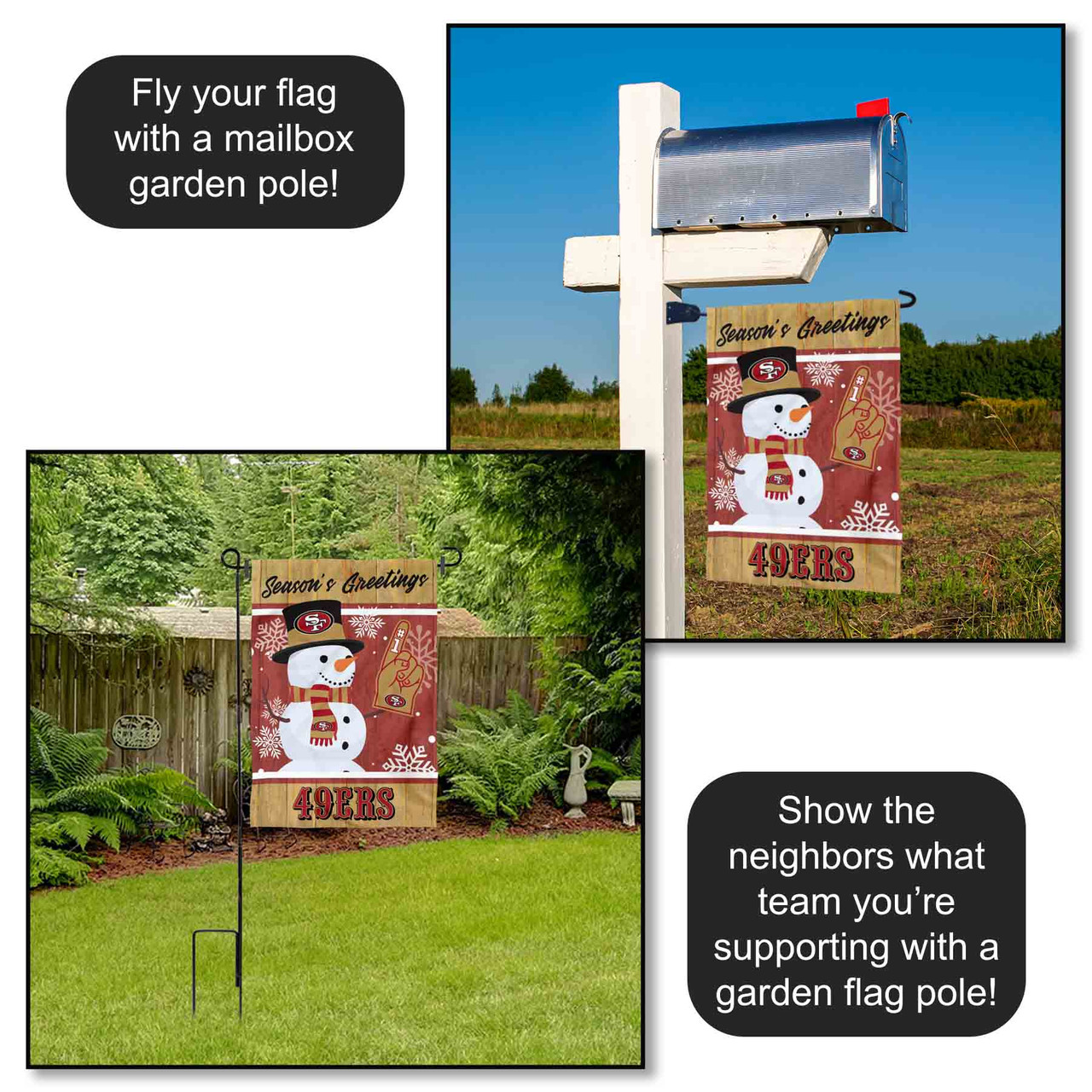 San Francisco 49ers Holiday Winter Snow Double Sided Garden Flag ...