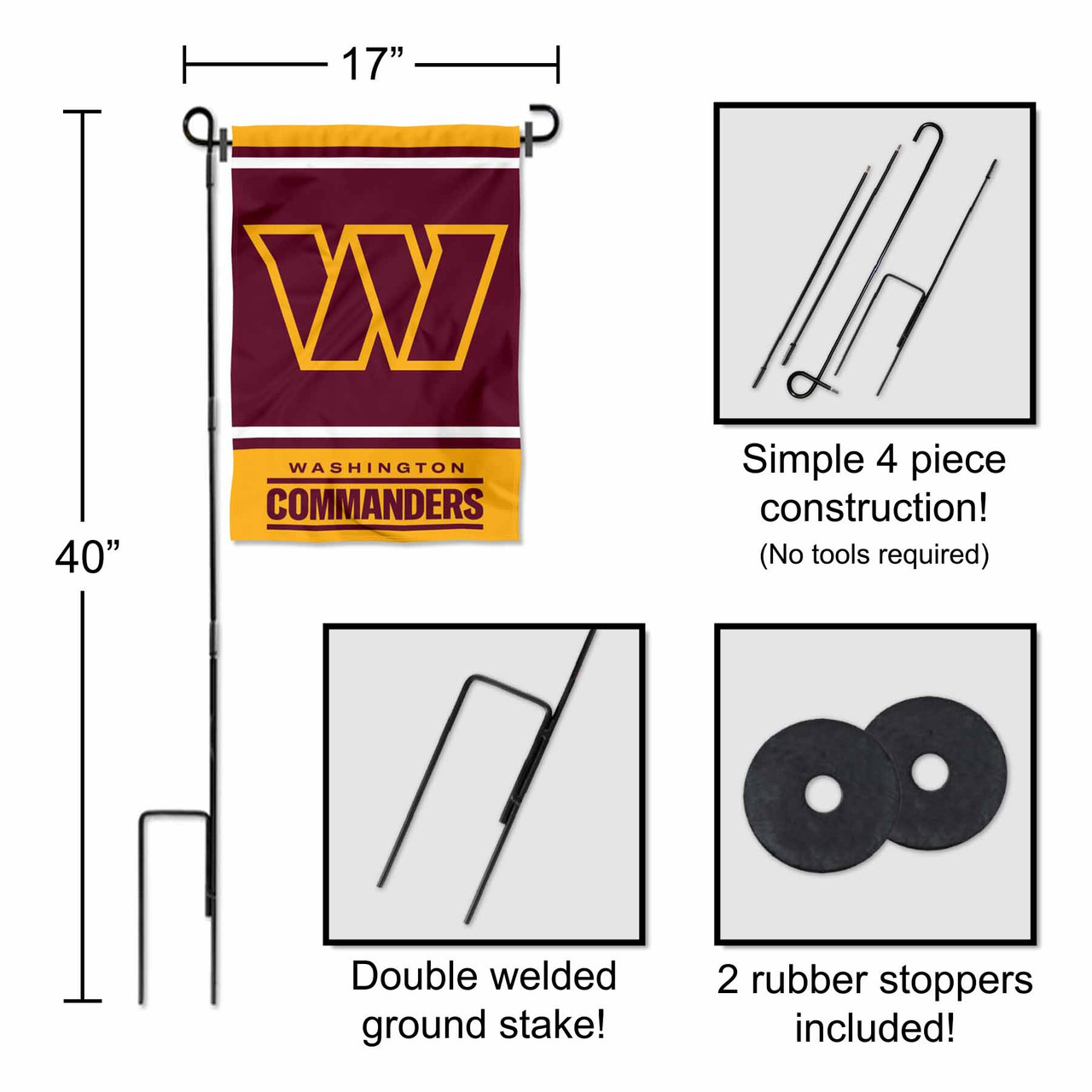 Washington Commanders Logo Garden Banner and Flag Stand - State Street ...