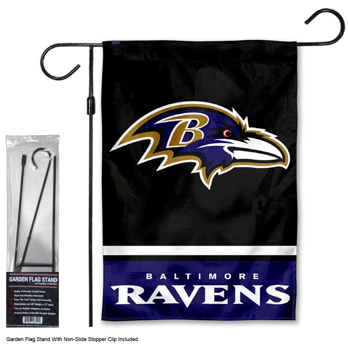 Baltimore Ravens Garden Flag and Stand Pole Mount - State Street Products