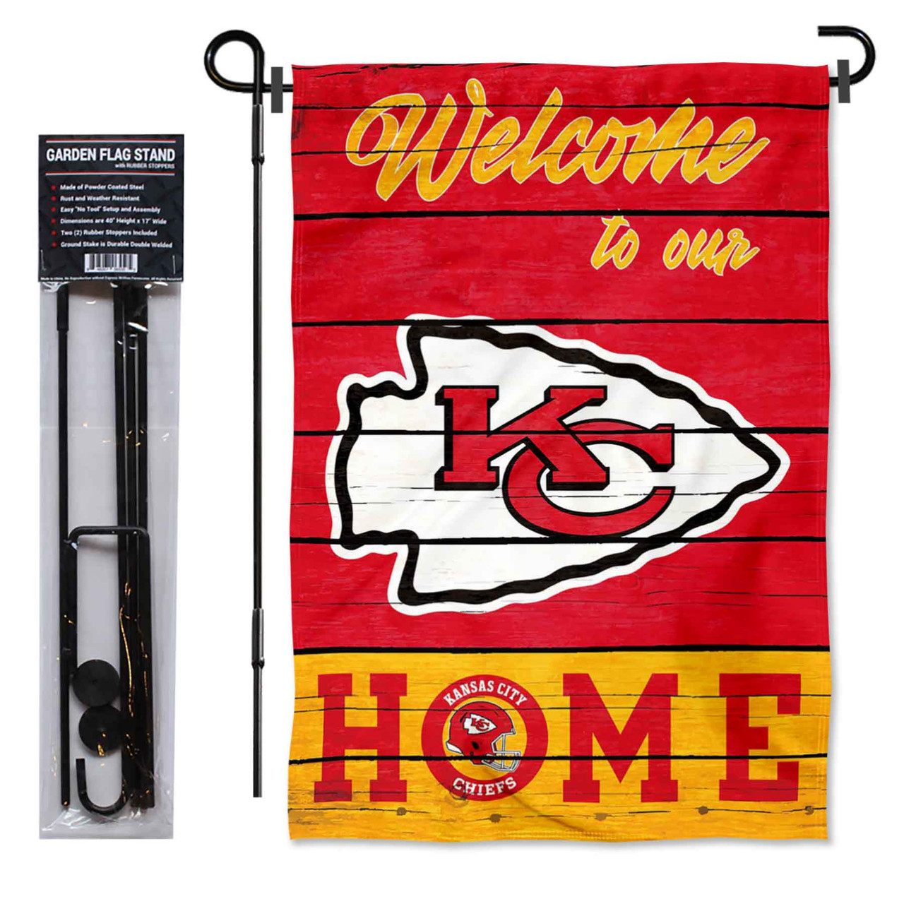 Kansas City Chiefs Welcome Home Garden Banner and Flag Stand - State ...
