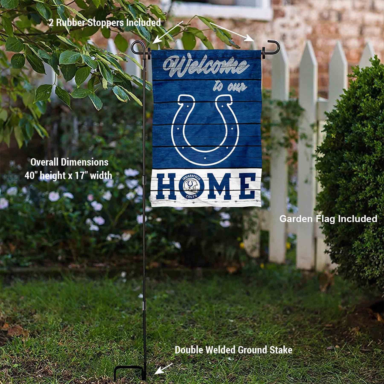 Indianapolis Colts Welcome Home Garden Banner and Flag Stand - State ...