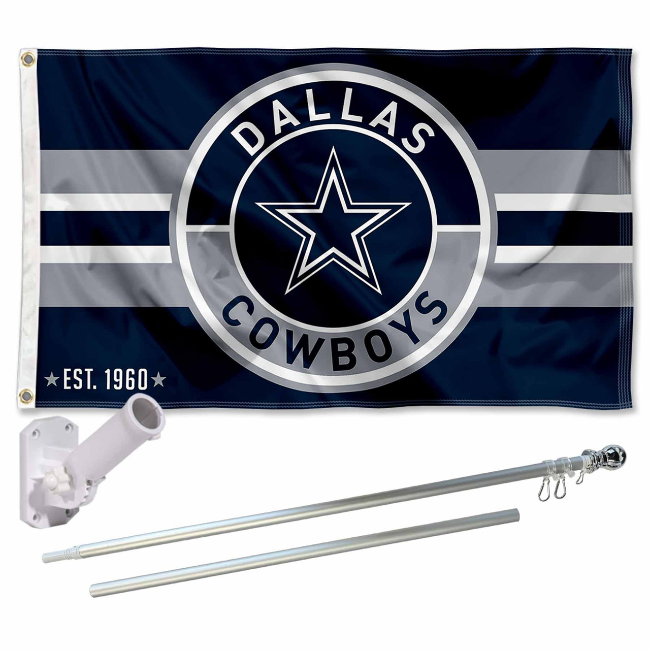 Dallas Cowboys Patch Logo Flag Pole and Bracket Kit - State Street Products
