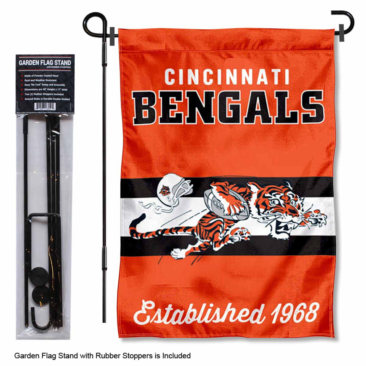 Cincinnati Bengals Retro Garden Banner and Flag Stand - State Street ...