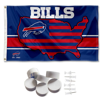 Buffalo Bills USA Country Banner Flag with Tack Wall Pads - State ...