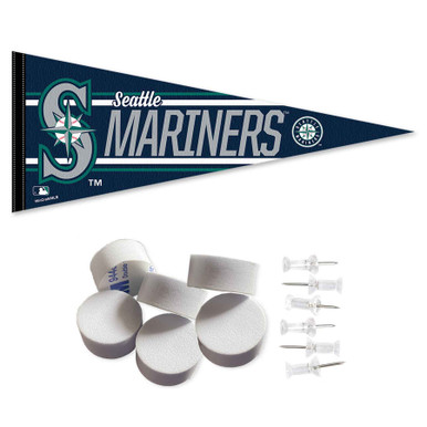 Seattle Mariners Banner Pennant with Tack Wall Pads - State Street Products