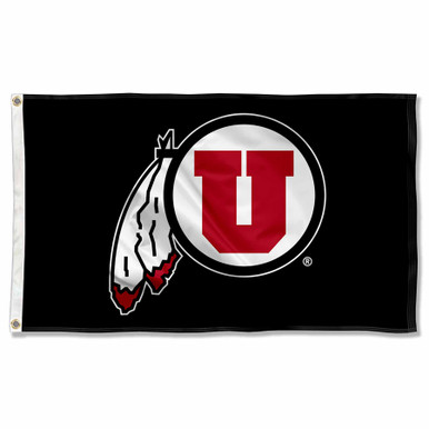 Utah Utes Black Drum and Feather Flag - State Street Products