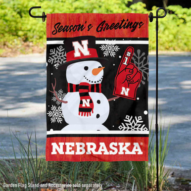 Nebraska Huskers Holiday Winter Snowman Greetings Garden Flag - State ...