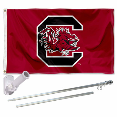 USC Gamecocks Garnet Flag Pole and Bracket Kit - State Street Products