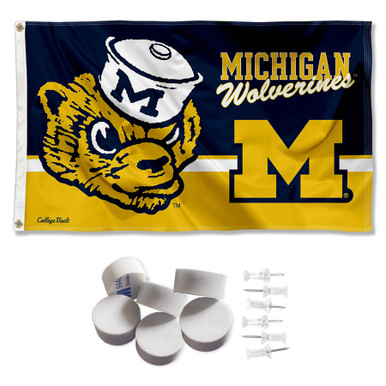 Michigan Team University Wolverines Banner Flag with Tack Wall Pads ...