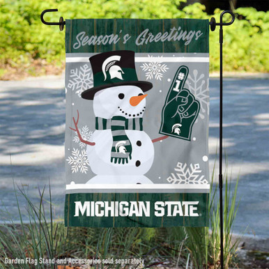 MSU Spartans Holiday Winter Snowman Greetings Garden Flag - State ...