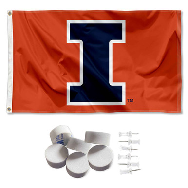 Illinois Fighting Illini Banner Flag with Tack Wall Pads - State Street ...