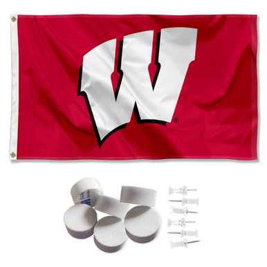 Wisconsin Badgers Banner Flag with Tack Wall Pads - State Street Products