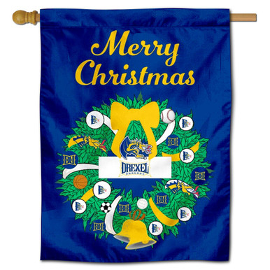 Drexel Dragons Happy Holidays Banner Flag - State Street Products
