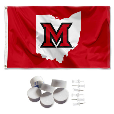 Miami Redhawks Banner Flag with Tack Wall Pads - State Street Products