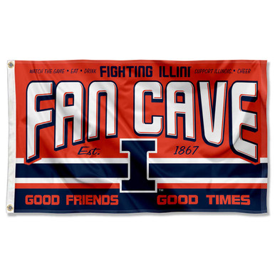 Illinois Fighting Illini Fan Man Cave Game Room Banner Flag - State ...