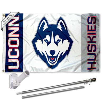 UCONN White Flag Pole and Bracket Kit - State Street Products