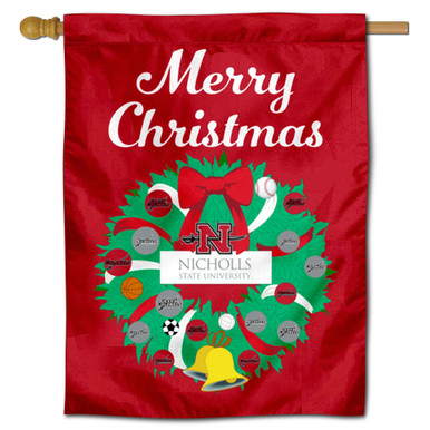 Nicholls State Colonels Happy Holidays Banner Flag - State Street Products