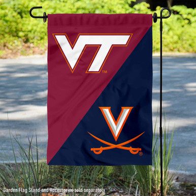 VA Tech Hokies vs UVA Cavaliers House Divided Garden Flag - State ...