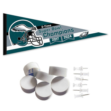Philadelphia Eagles 2 Time 2x Super Bowl Champions Pennant with Tack ...