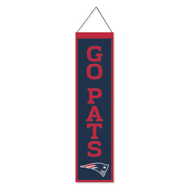 New England Patriots Go Pats 8x32 Inch Vertical Wool Embroidered ...