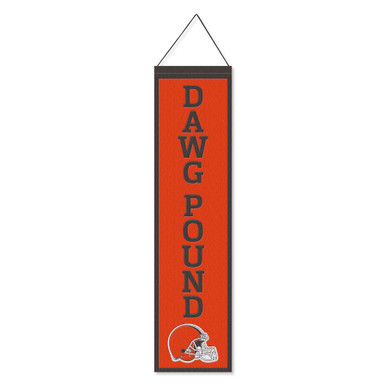 Cleveland Browns Dawg Pound 8x32 Inch Vertical Wool Embroidered Hanging ...