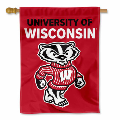 University of Wisconsin Bucky Logo Double Sided House Flag - State ...