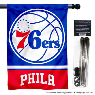 Philadelphia 76ers Banner Flag and 5 Foot Flag Pole for House - State ...