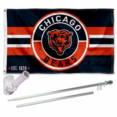 Chicago Bears Patch Logo Flag Pole and Bracket Kit - State Street Products