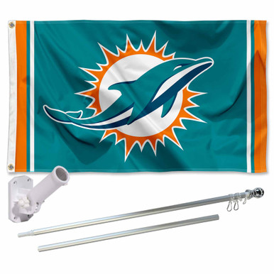 Miami Dolphins Flag Pole and Bracket Kit - State Street Products
