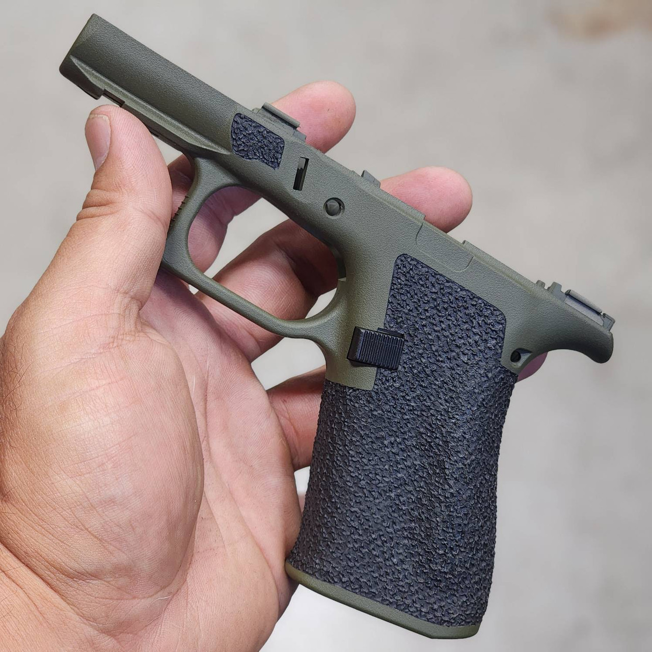 CUSTOM GLOCK 43X MOS GRIP WORK OD GREEN CLUBBER LANG